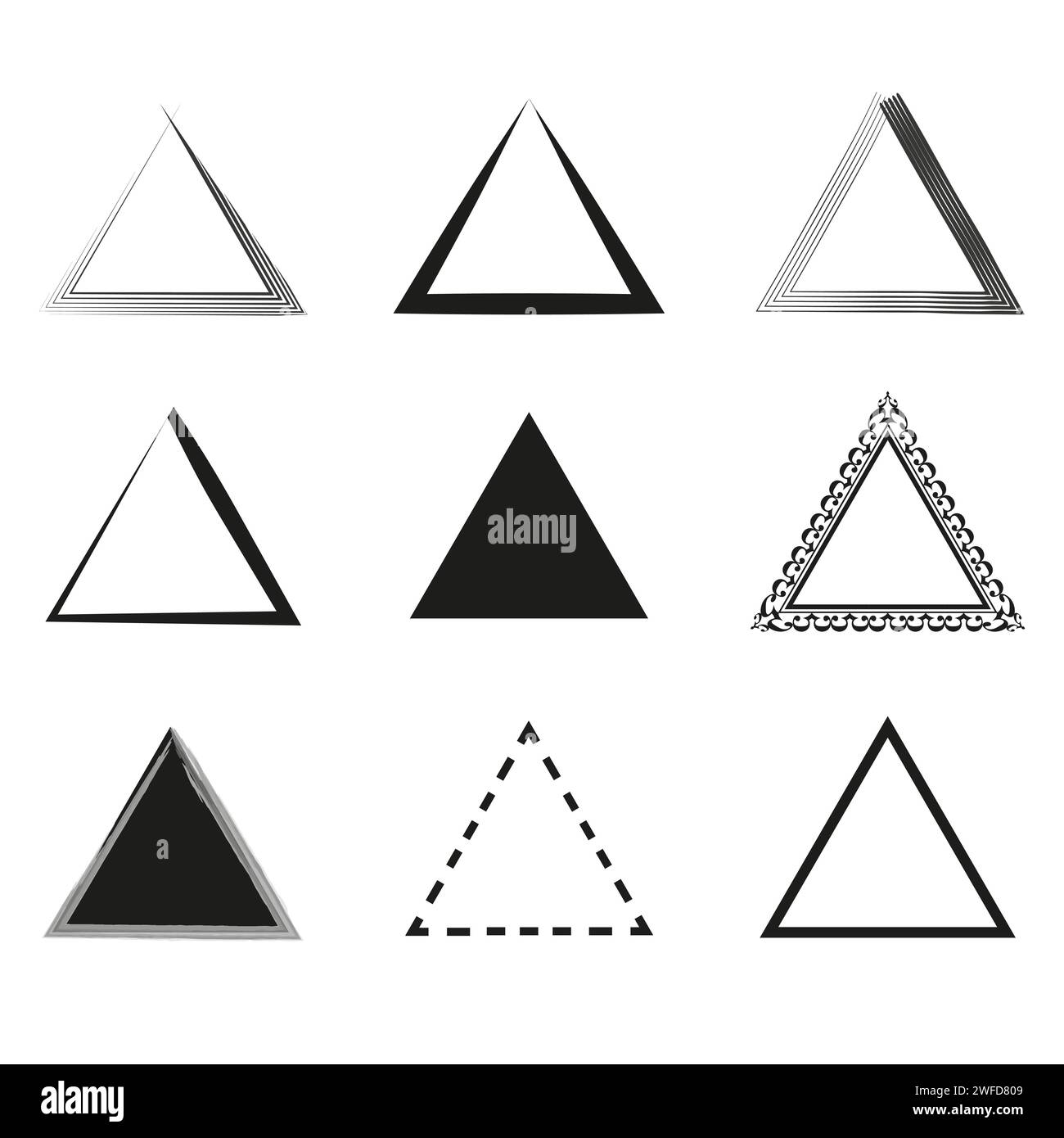 Triangles brush in line art style. Geometric shape. Vector illustration ...