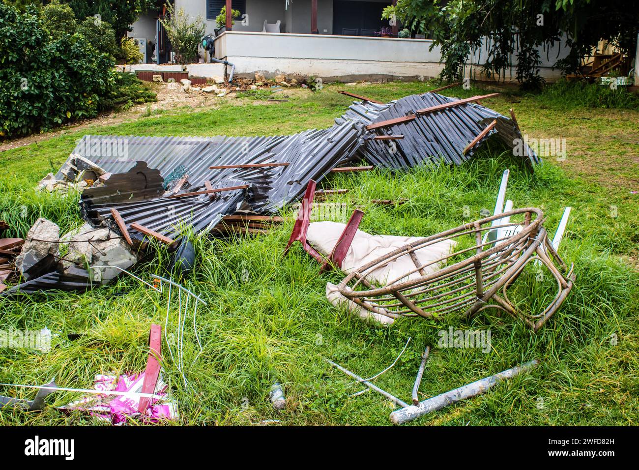 Kfar Aza kibbutz, Israël - January 29, 2024 Aftermath of the attack on ...