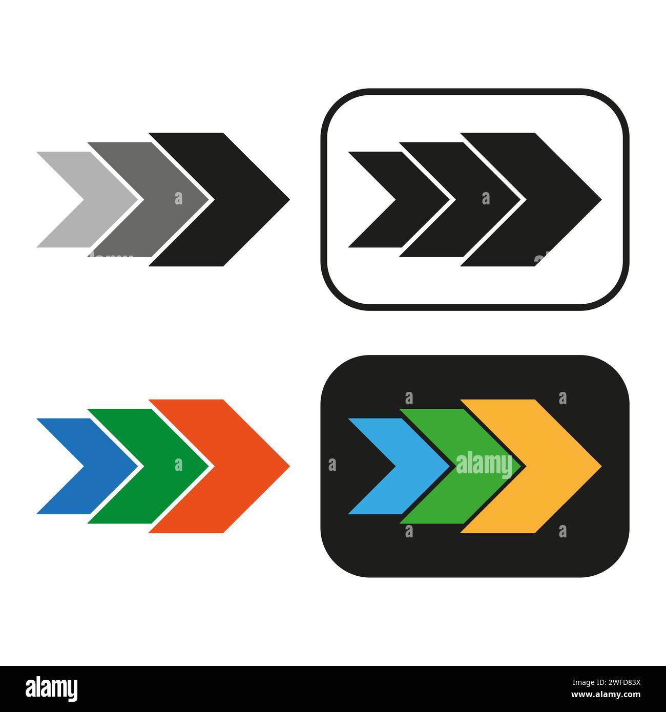 Growing triple right arrows. Vector illustration. stock image. EPS 10 ...