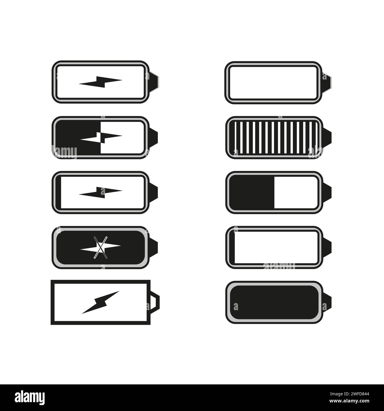 Batteries icons. Electric power. Vector illustration. stock image. EPS ...