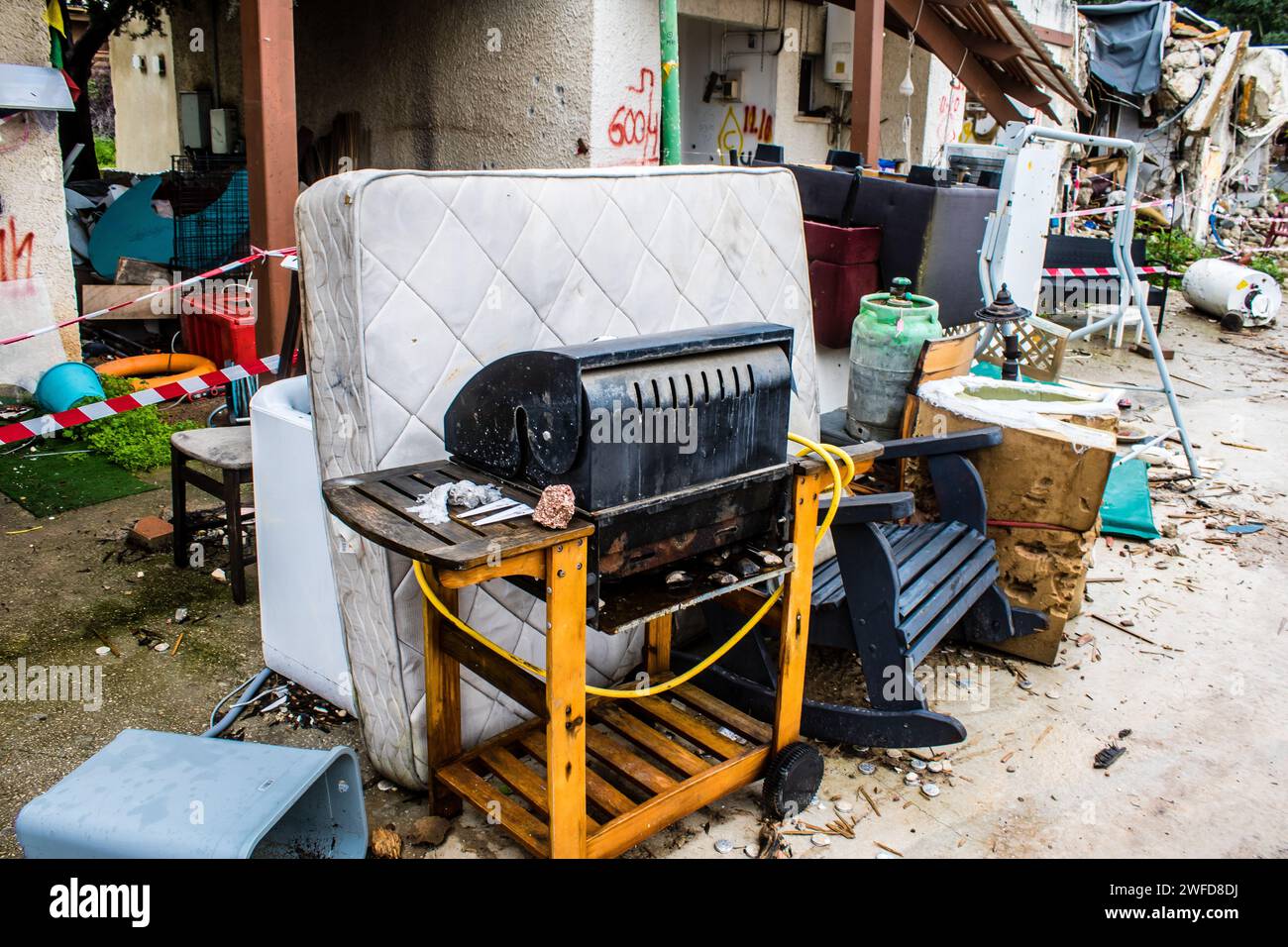 Kfar Aza kibbutz, Israël - January 29, 2024 Aftermath of the attack on ...