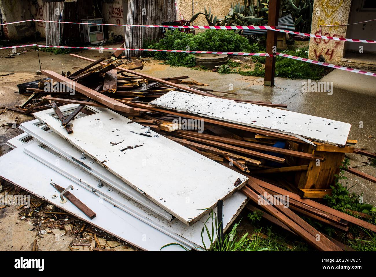 Kfar Aza kibbutz, Israël - January 29, 2024 Aftermath of the attack on ...