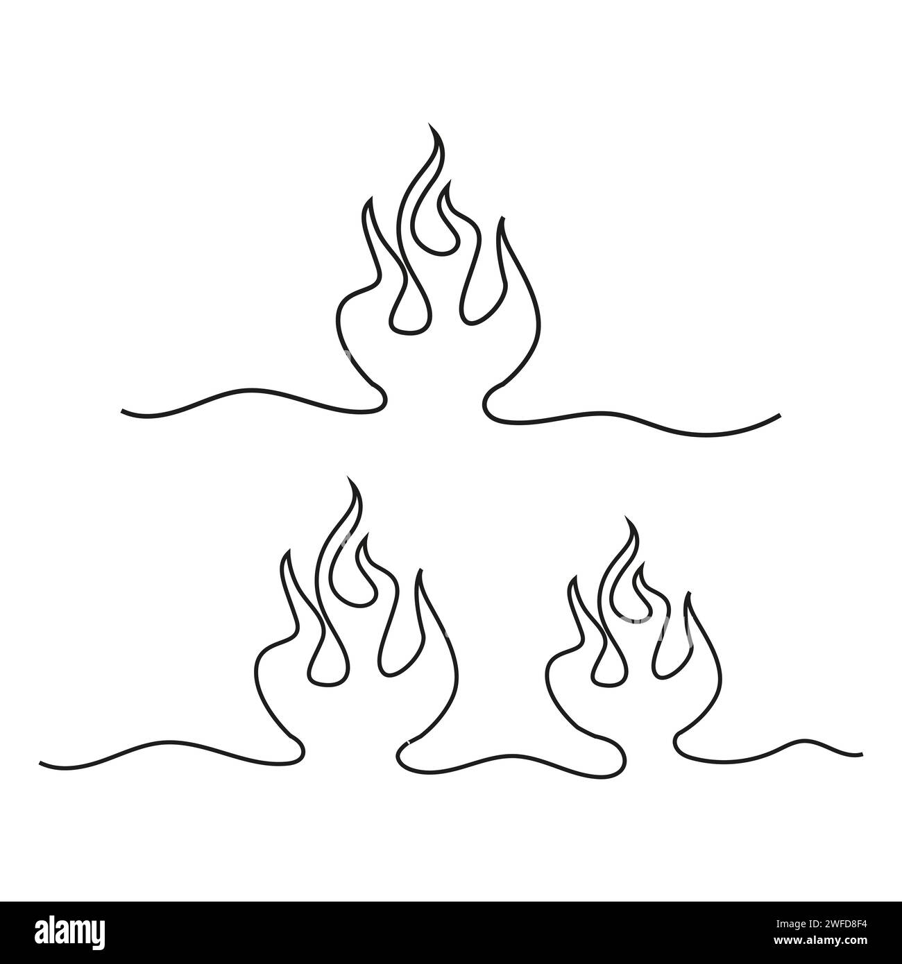 Continuous line of fire. one line. Vector illustration. EPS 10 Stock ...