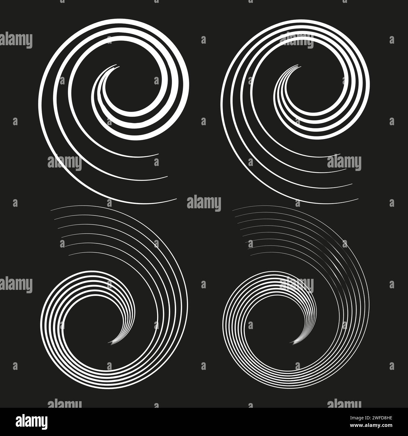 Spiral, swirl, twirl. Volute, helix, eddy and vortex shape. Radial ...