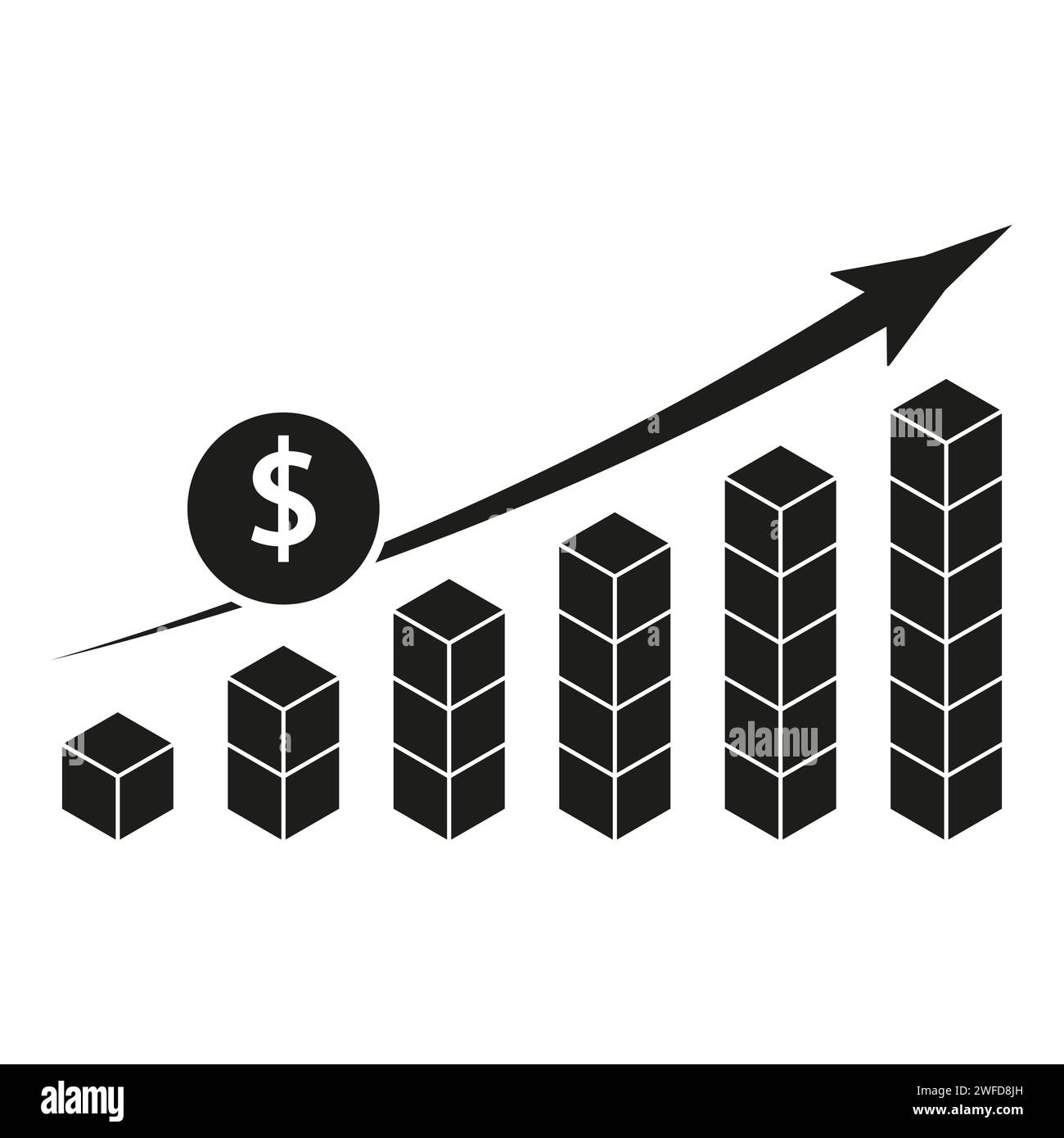 increase money growth icon, progress marketing. Vector illustration ...