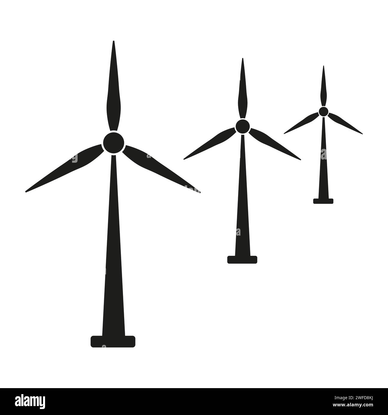 Icons of wind generators. Alternative power. Green energy. Vector ...
