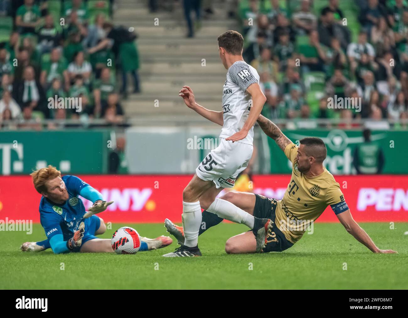 Budapest, Hungary – May 7, 2022. MTK Budapest midfielder Matyas Kovacs ...