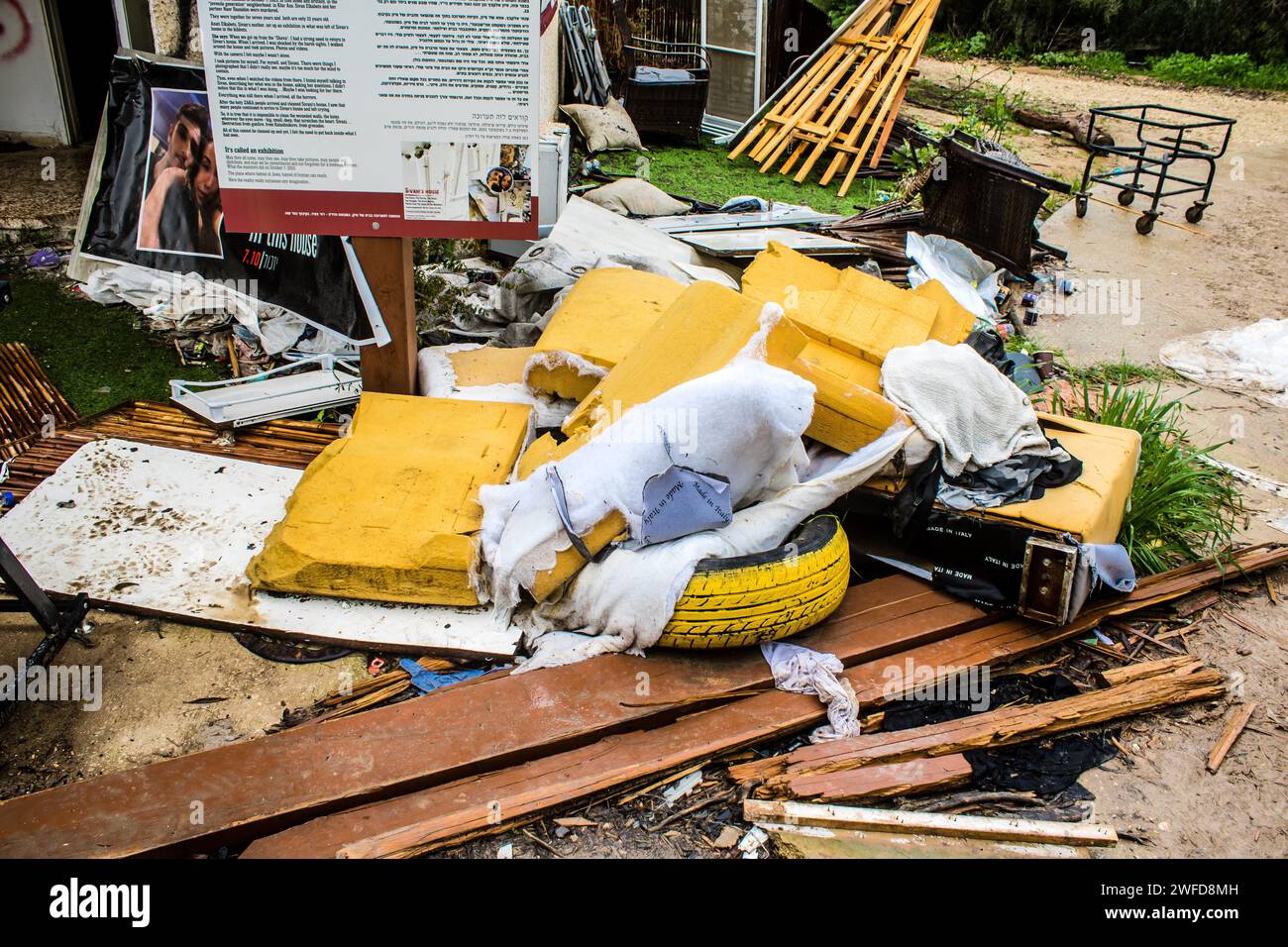 Kfar Aza kibbutz, Israël - January 29, 2024 Aftermath of the attack on ...