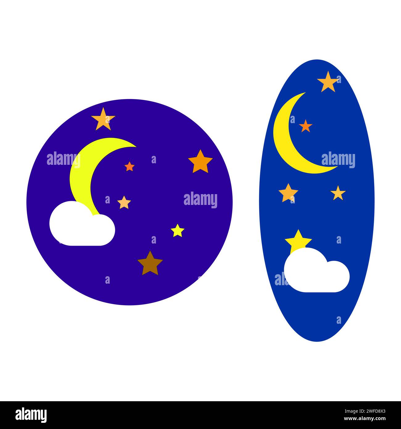 month clouds blue circle. Poster design. Vector illustration. EPS 10 ...