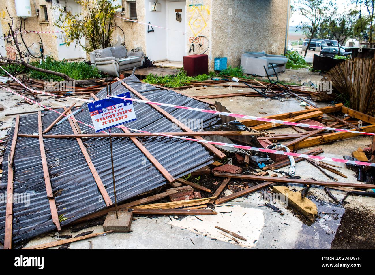 Kfar Aza kibbutz, Israël - January 29, 2024 Aftermath of the attack on ...
