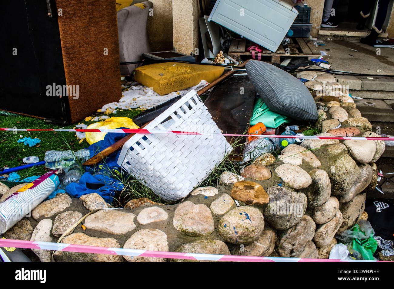 Kfar Aza kibbutz, Israël - January 29, 2024 Aftermath of the attack on ...