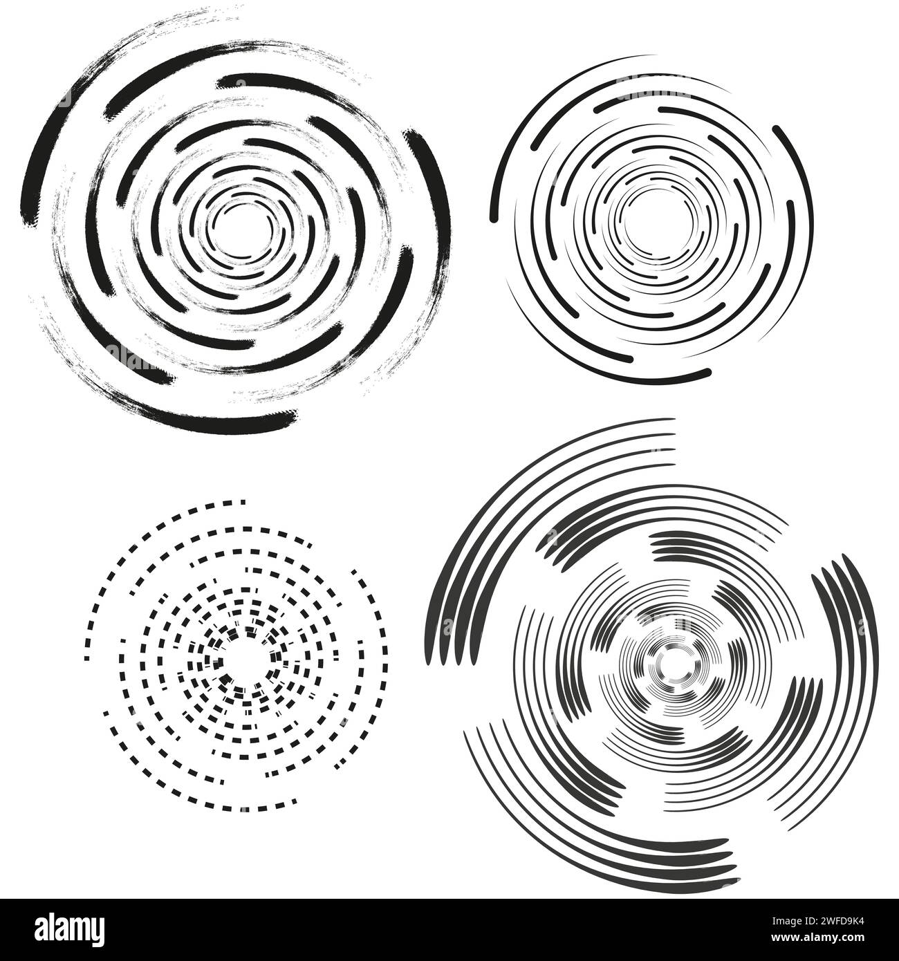 Spiral, swirl, twirl. Volute, helix, eddy and vortex shape. Radial ...