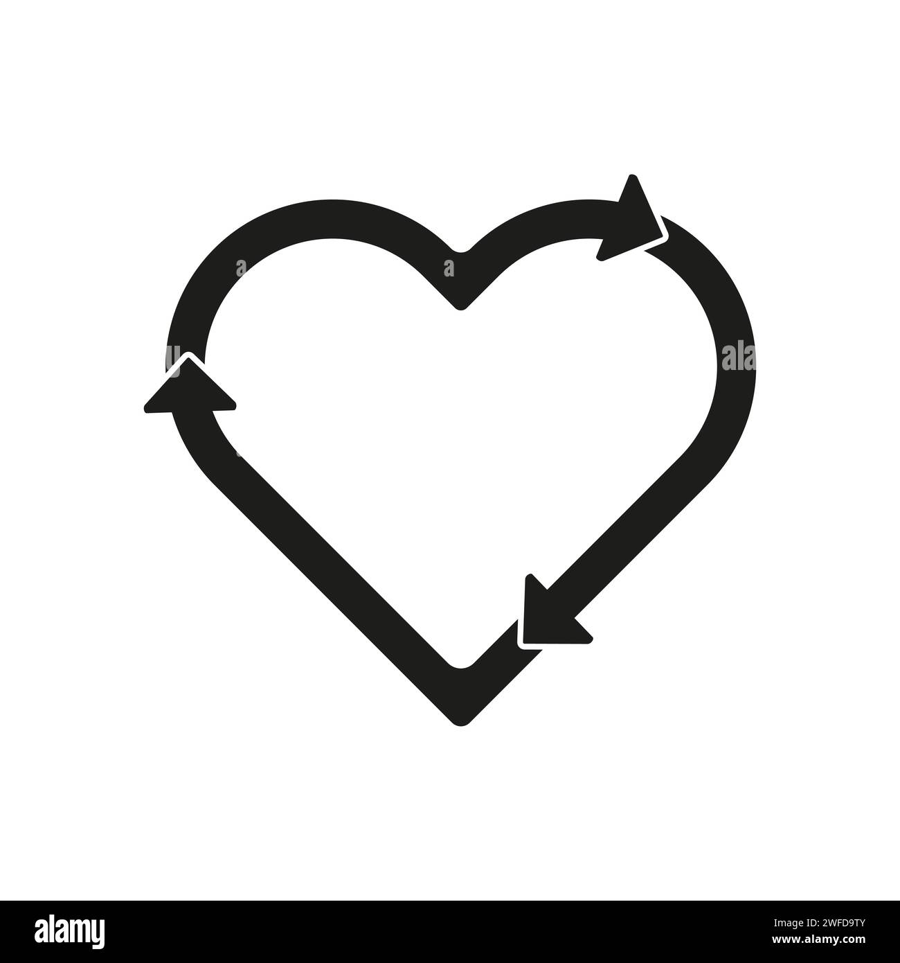 Recycle heart arrow sign. Recycle love icon. Vector illustration. stock ...
