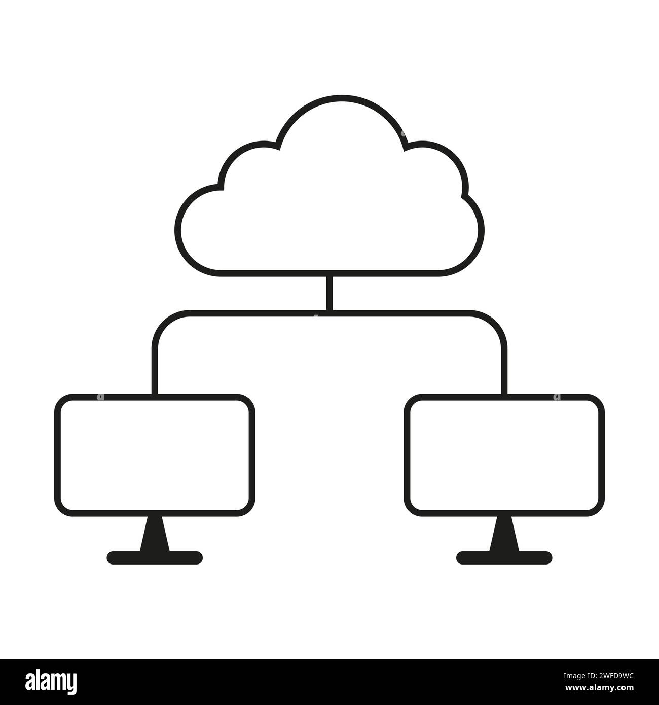 remote work icon, communication global cloud access, collaboration ...