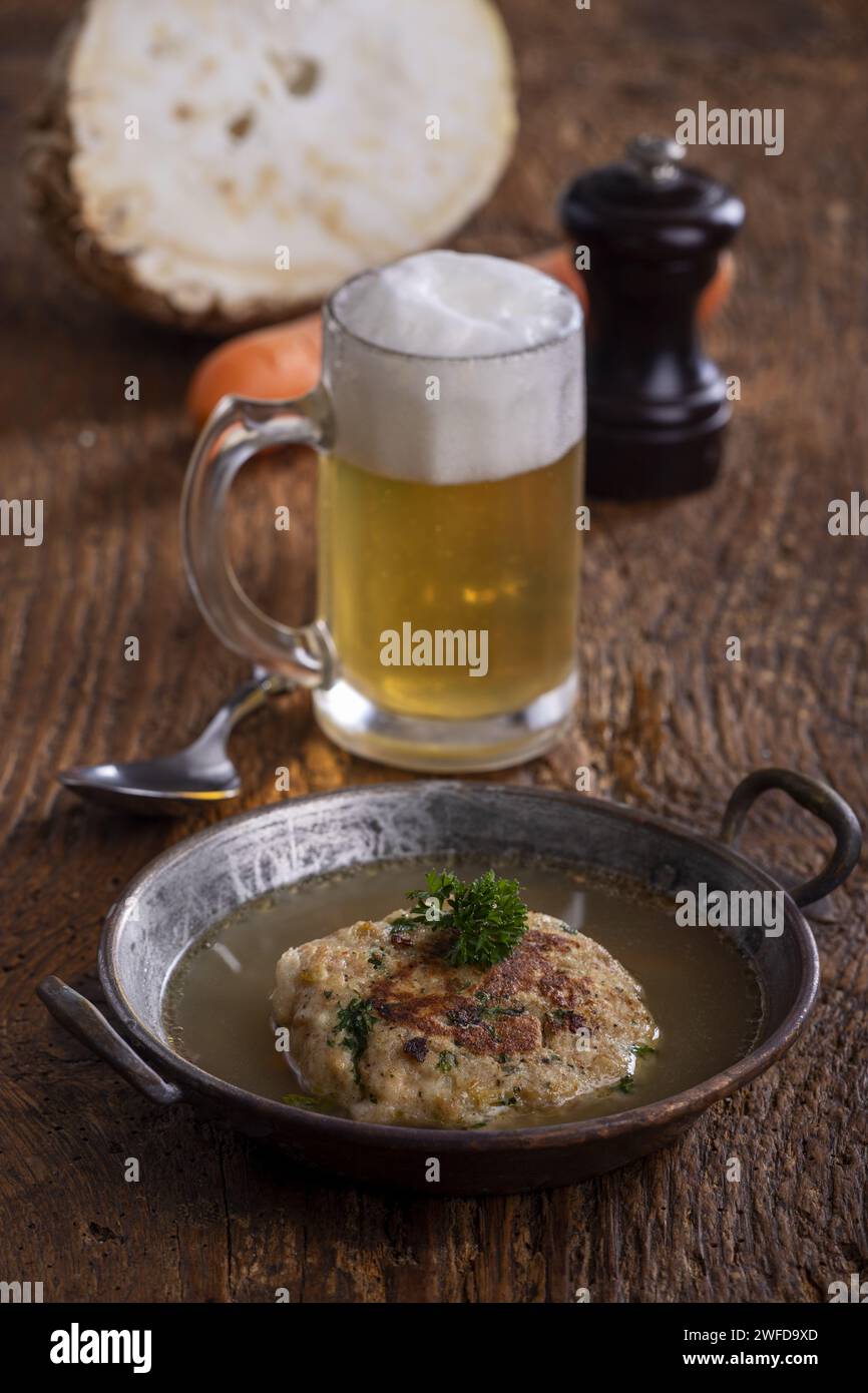 Austrian Soup In A Copper Pot Stock Photo - Alamy