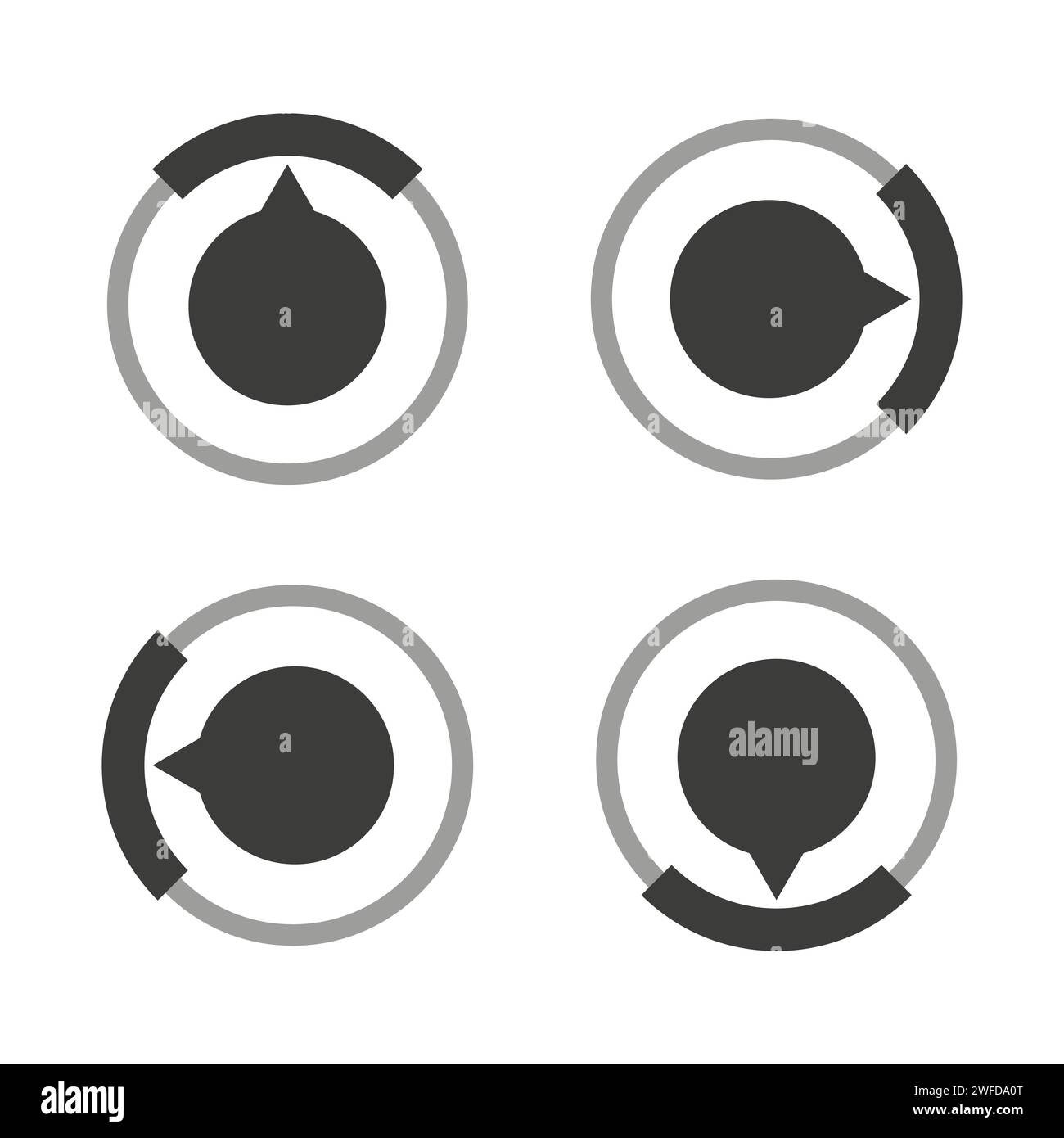 Gauge, meter, dial icon with different number of sections, parts ...