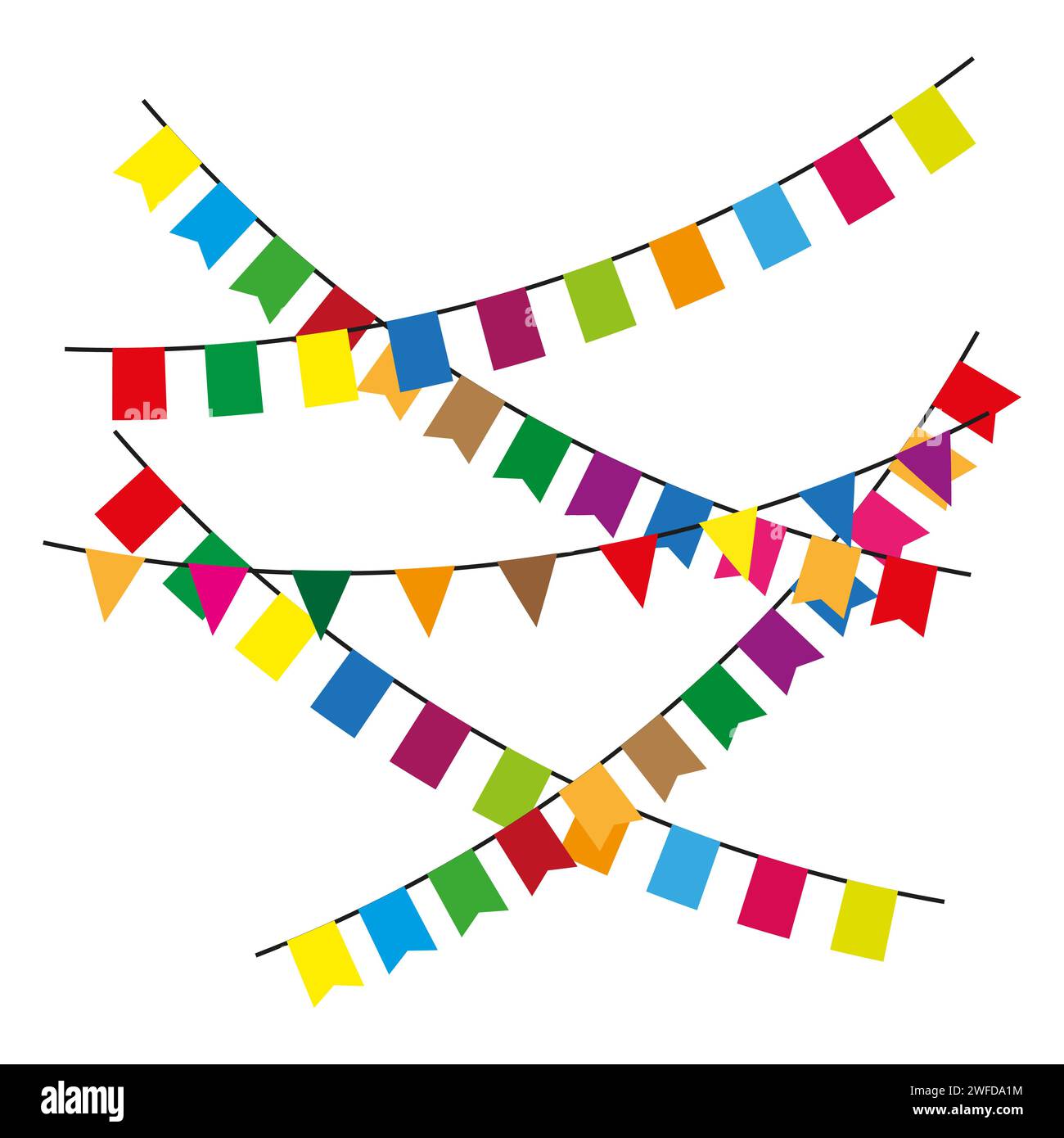 Colorful bunting and garland. Carnival garland with flags. Vector ...