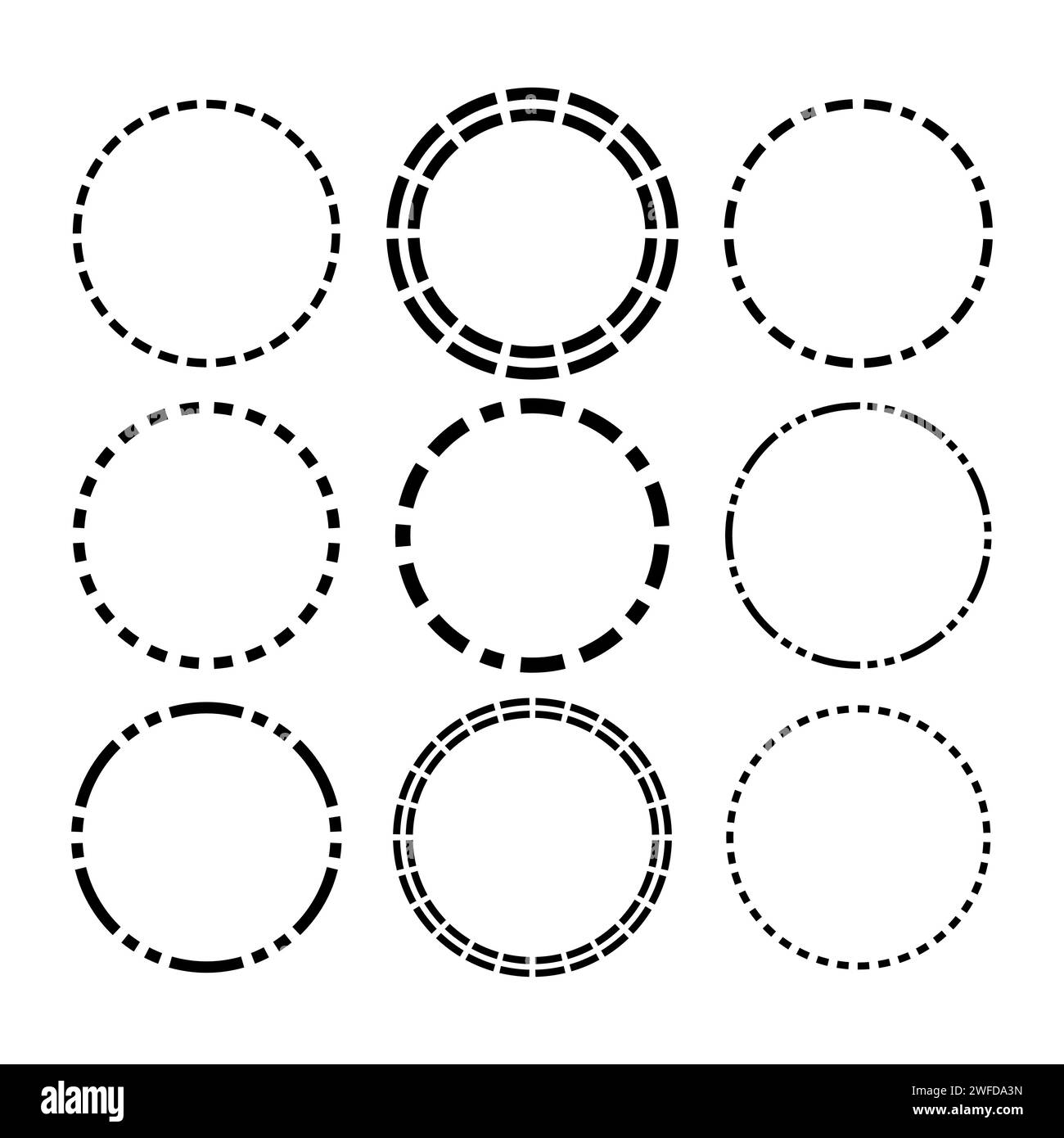Circles dotted line. Drawing style. Round shape. Paper cut style ...
