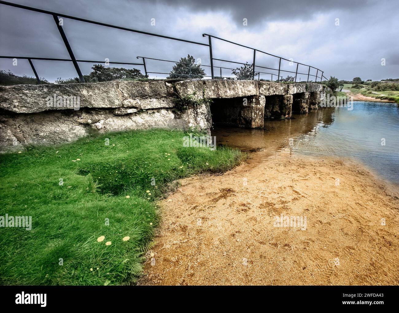 Delphi Clapper Bridge near St Breward on Bodmin Moor Cornwall UK Stock ...