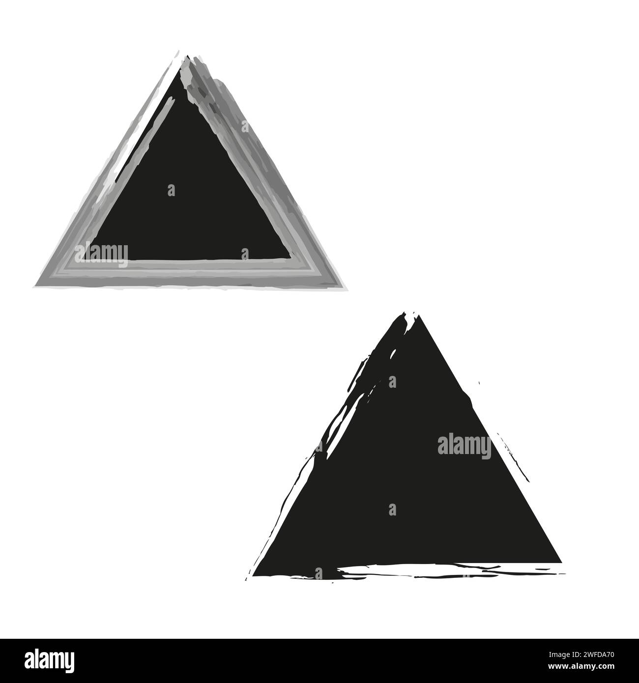 Brush grunge triangle. Hand painted ink blob, triangle button, grunge ...