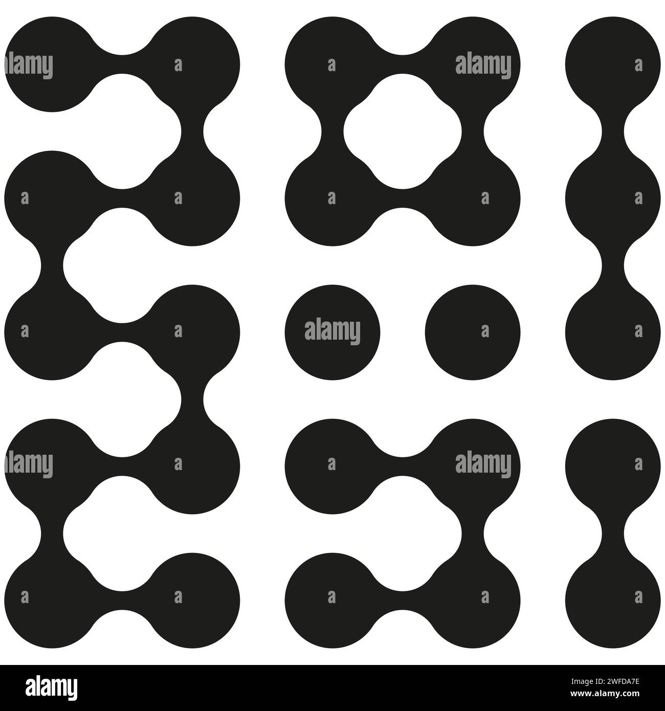 Connected dots icon. Integration symbol. Abstract point movement. Connected round blobs ...