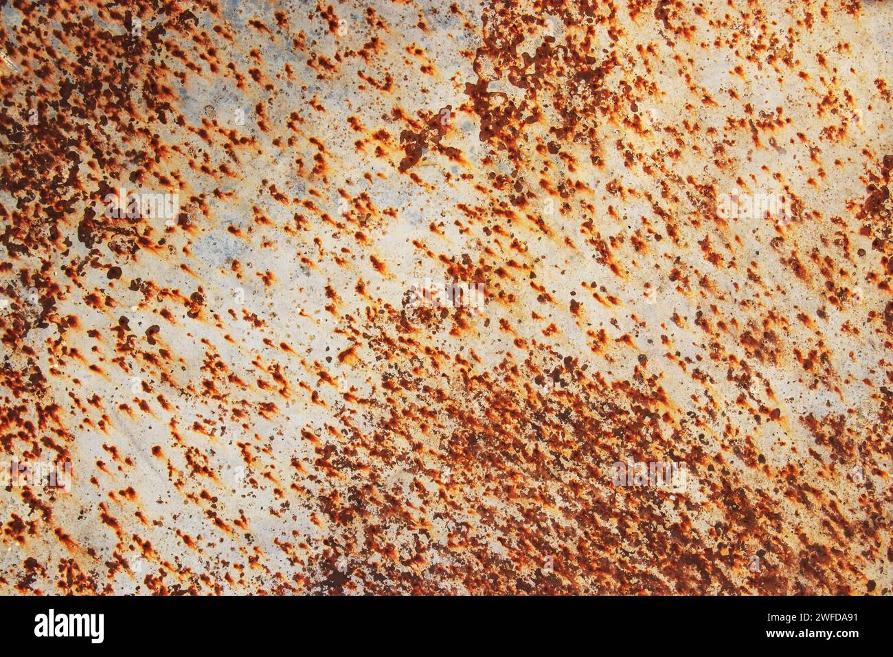 Rusted white painted metal wall. Rusty metal background with streaks of ...