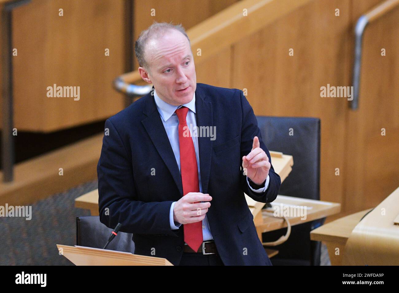 Edinburgh Scotland, UK 30 January 2024 Michael Marra MSP at the ...