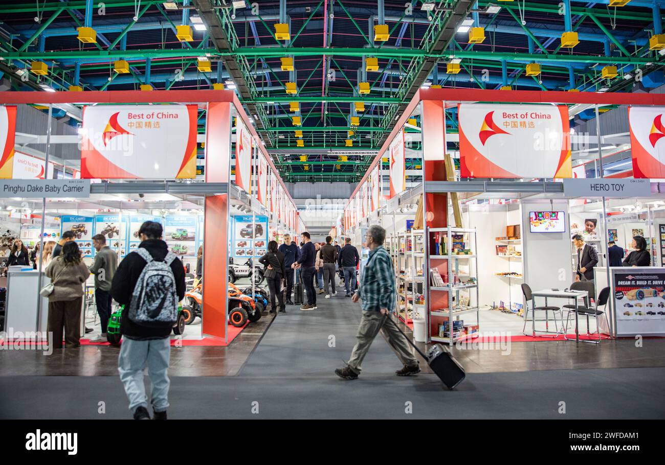 Nuremberg, Germany. 30th Jan, 2024. People visit the Best of China joint booth at the Nuremberg ...