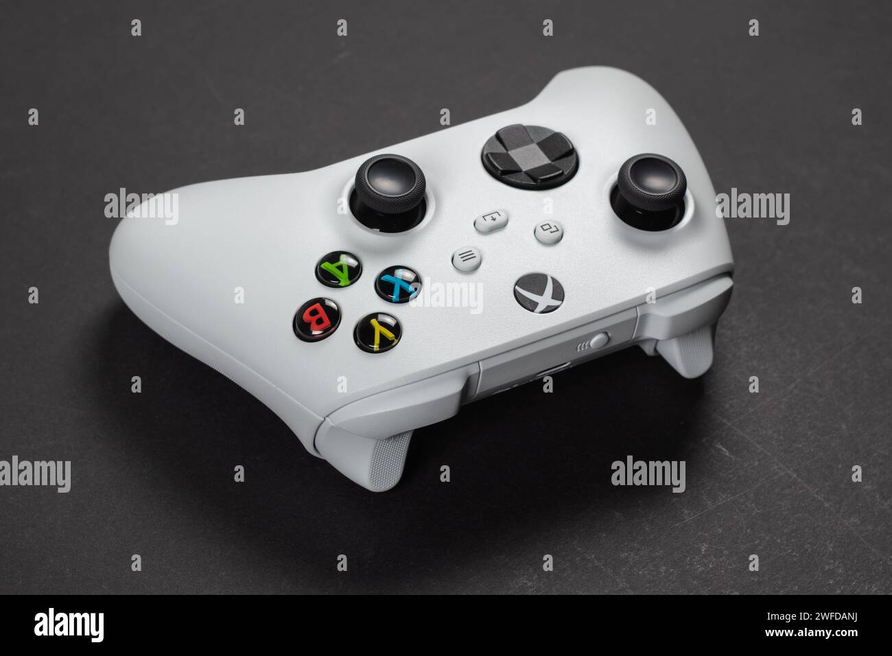 30 August, 2023 - Dnipro, Ukraine: White controller xbox Series S ...