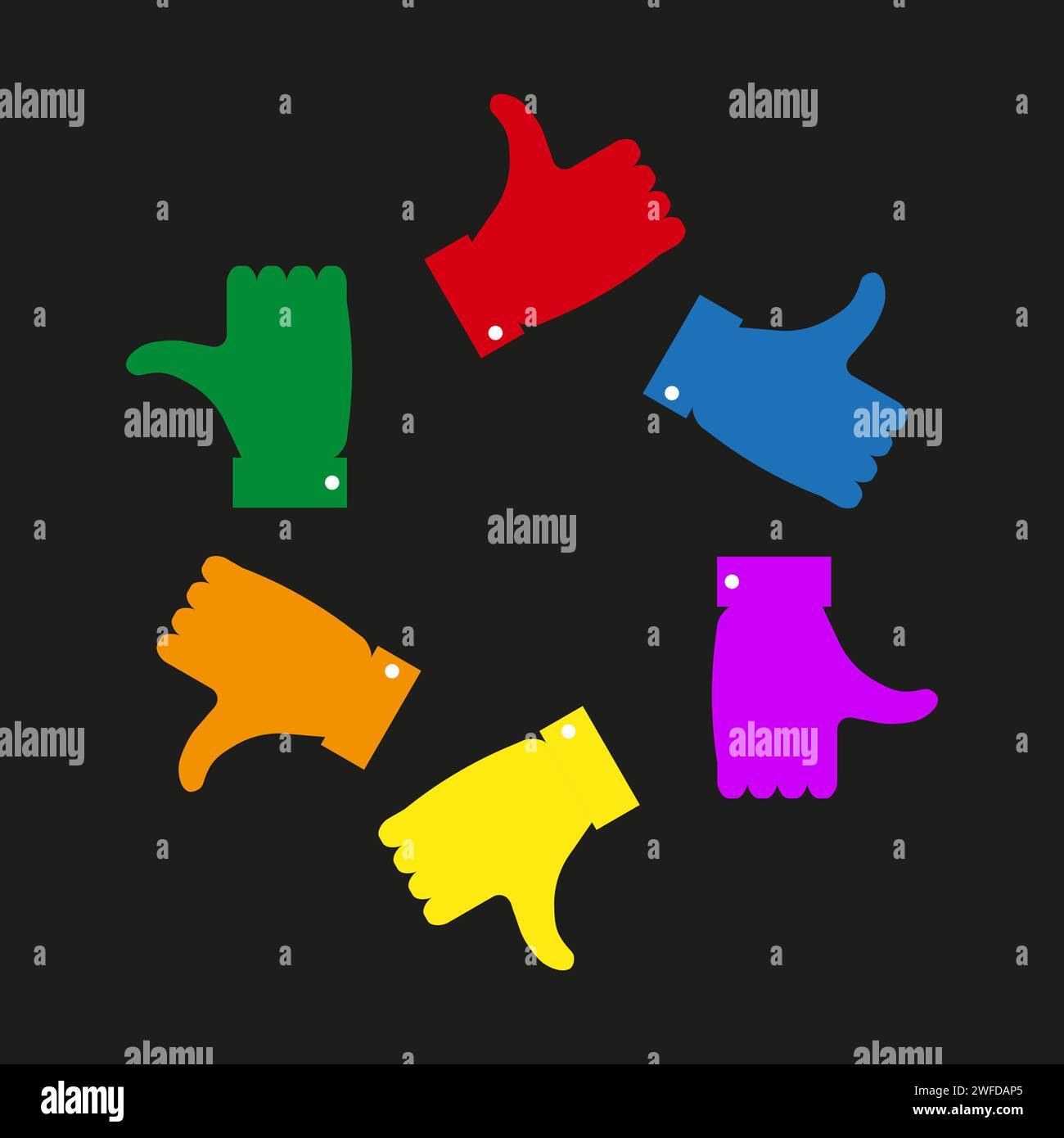 Colorful circle thumb up icons. Vector illustration. Stock image. EPS ...