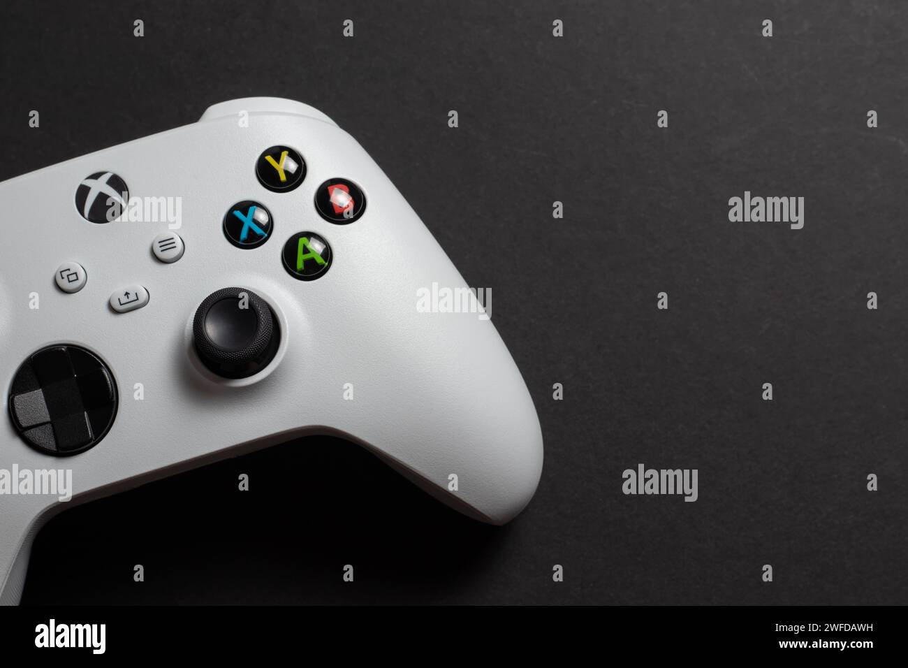 30 August, 2023 - Dnipro, Ukraine: White controller xbox Series S ...