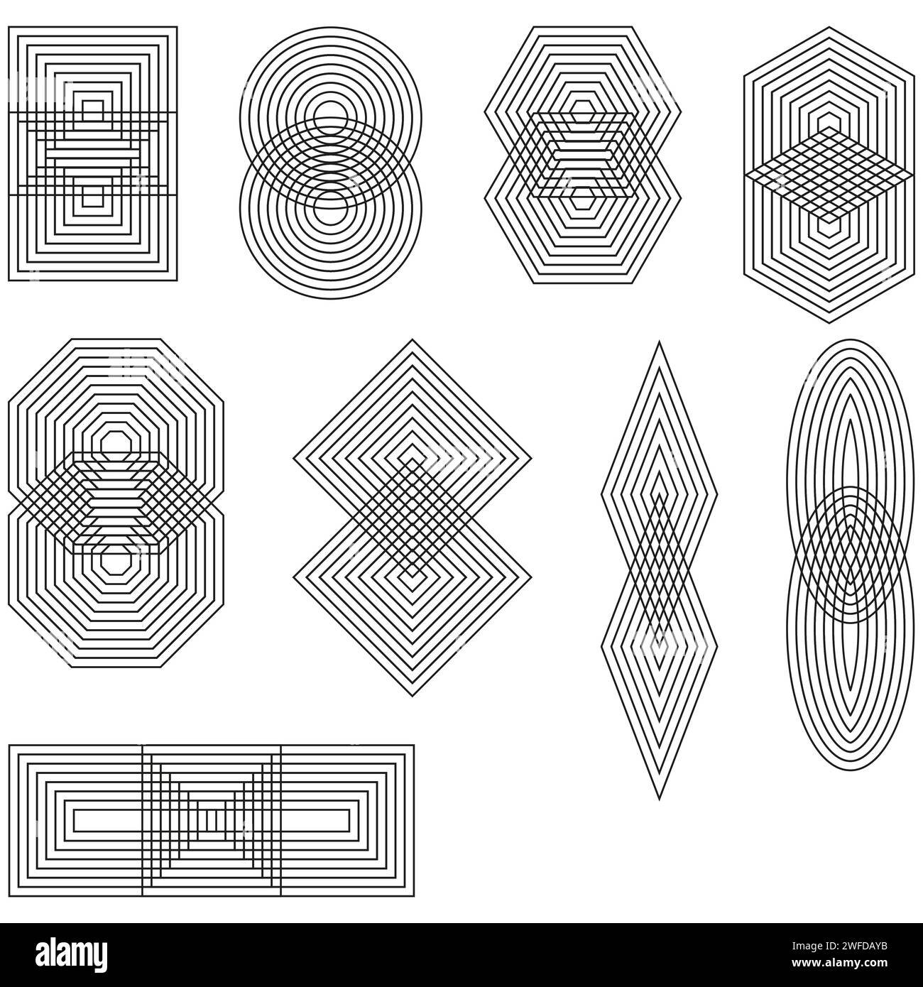 shapes lines volume. Sketch drawing. Geometric shape. Vector ...