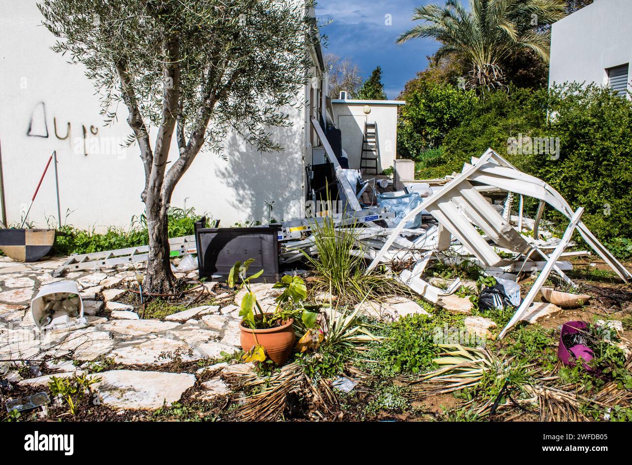 Kfar Aza kibbutz, Israël - January 29, 2024 Aftermath of the attack on ...