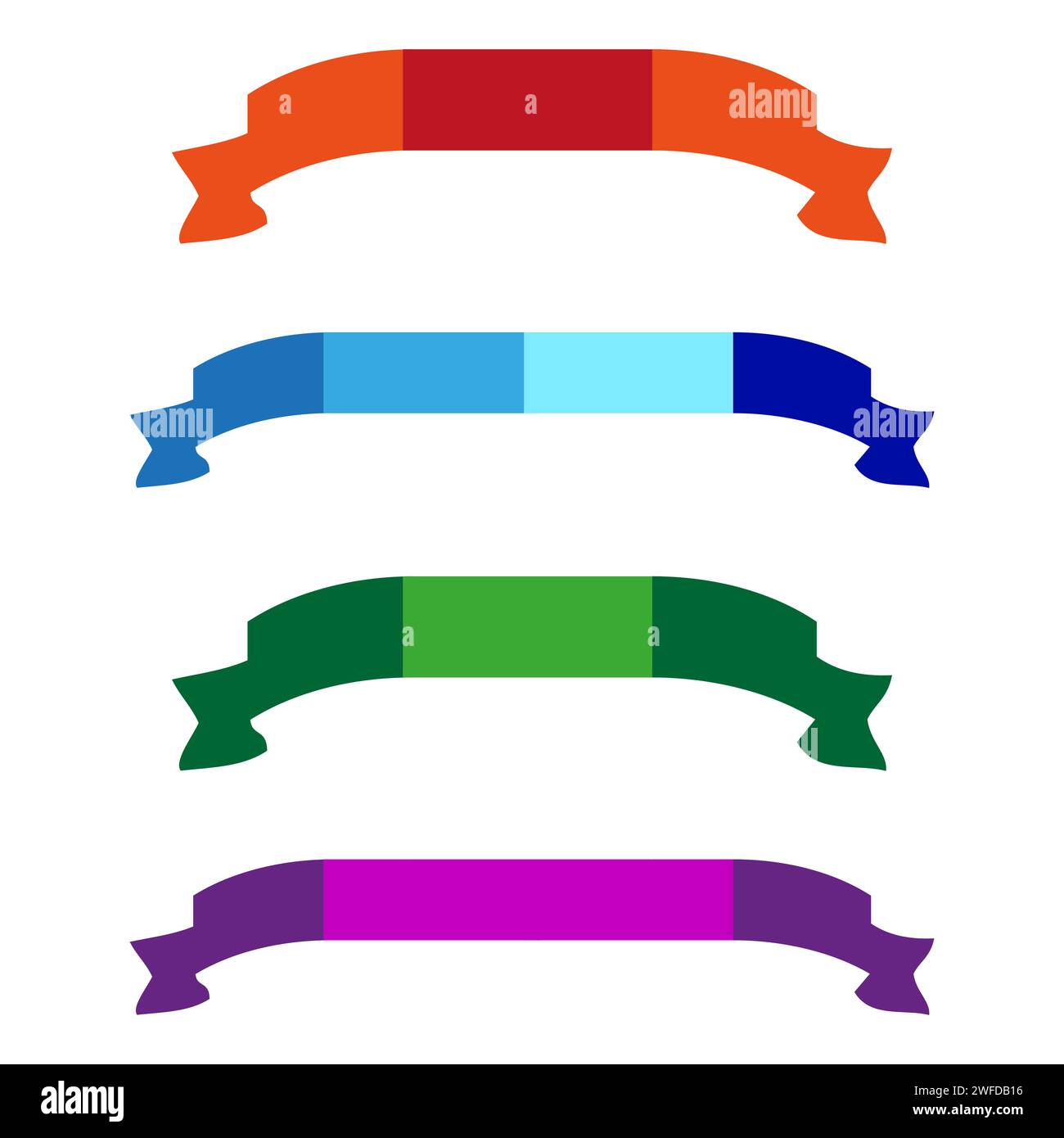 Flat ribbons banners. Ribbons in flat design. Vector set of colorful ...