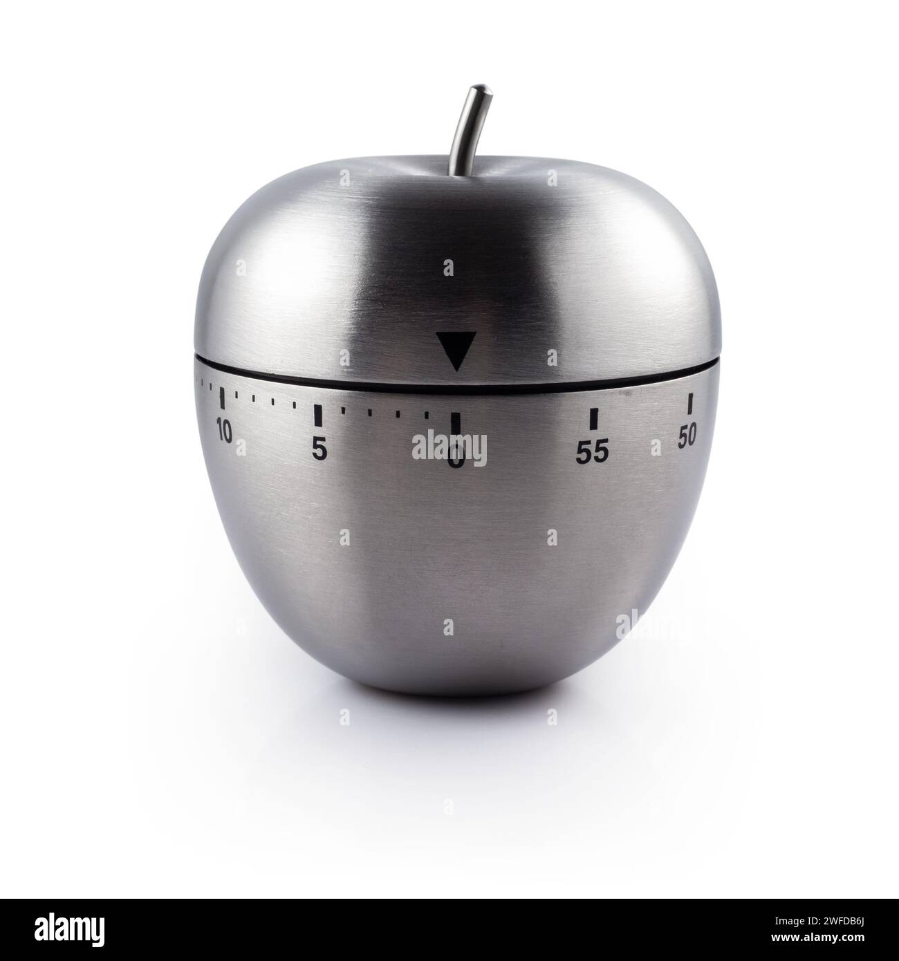 Metal apple kitchen timer on white background Stock Photo - Alamy