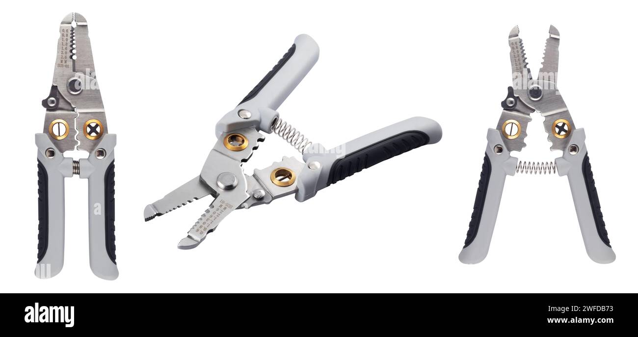 wire stripper or cutter on white background, close-up isolate Stock ...