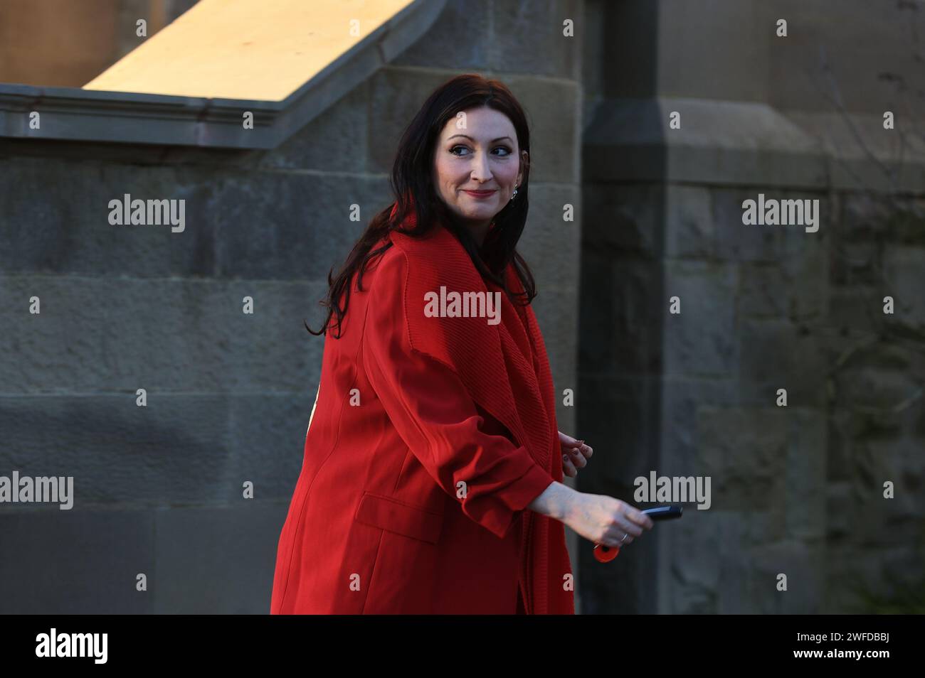 DUP MLA Emma Little-Pengelly leaves the Parliament Buildings in ...
