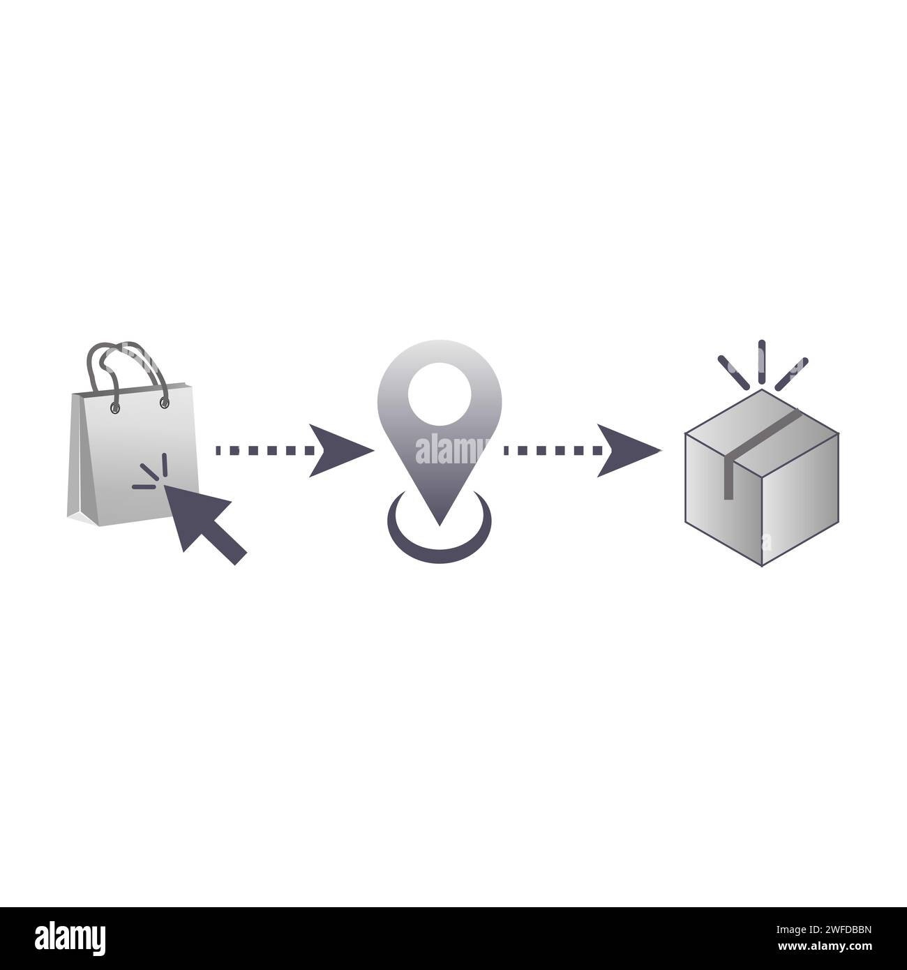 click and collect order, icon, receive order in pick up point, delivery ...