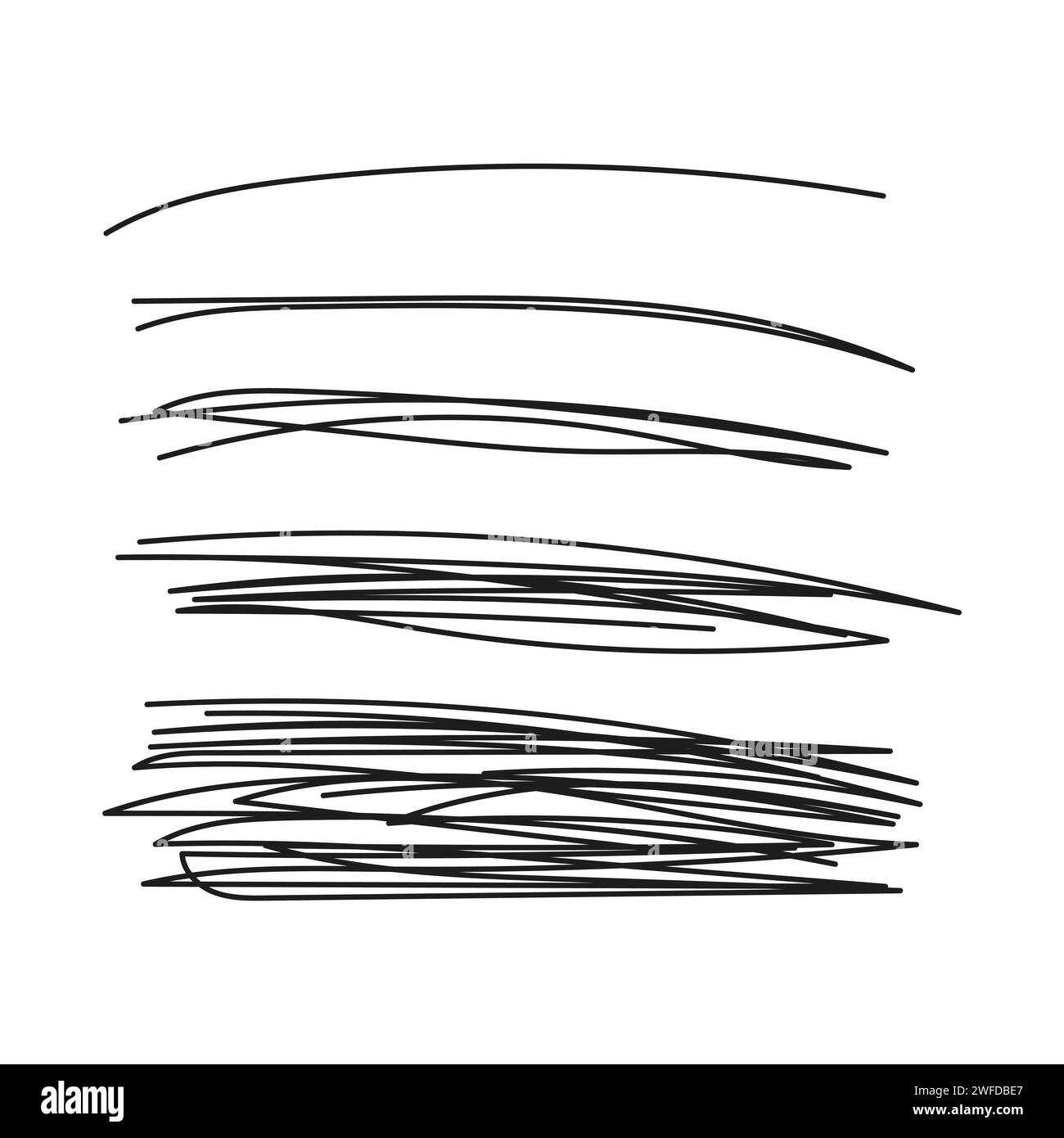 Set of Hand Drawn Scribble Smears. scrabble stroke, scratch, marker pen ...