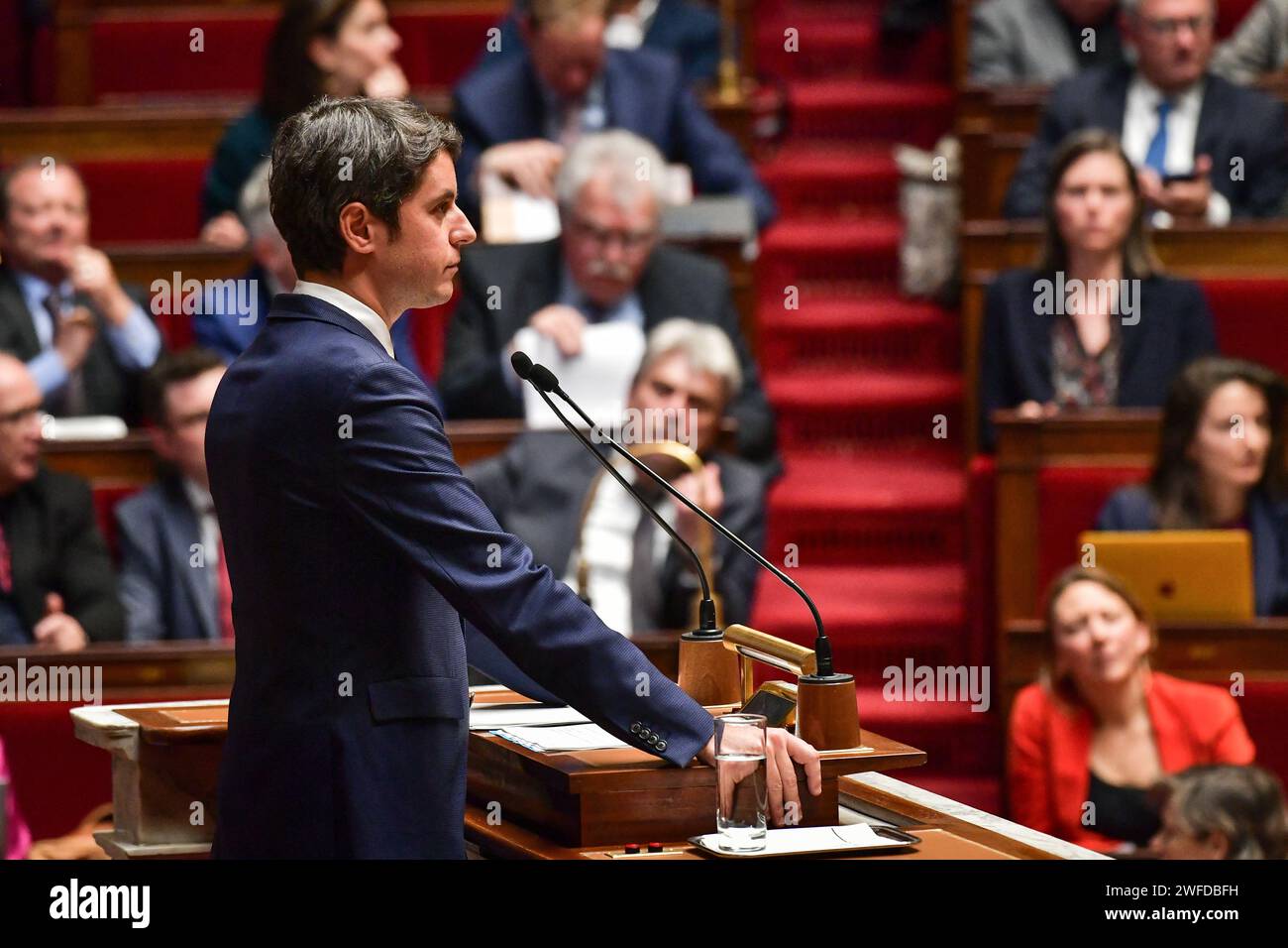 French Prime Minister Gabriel Attal announces the general political ...