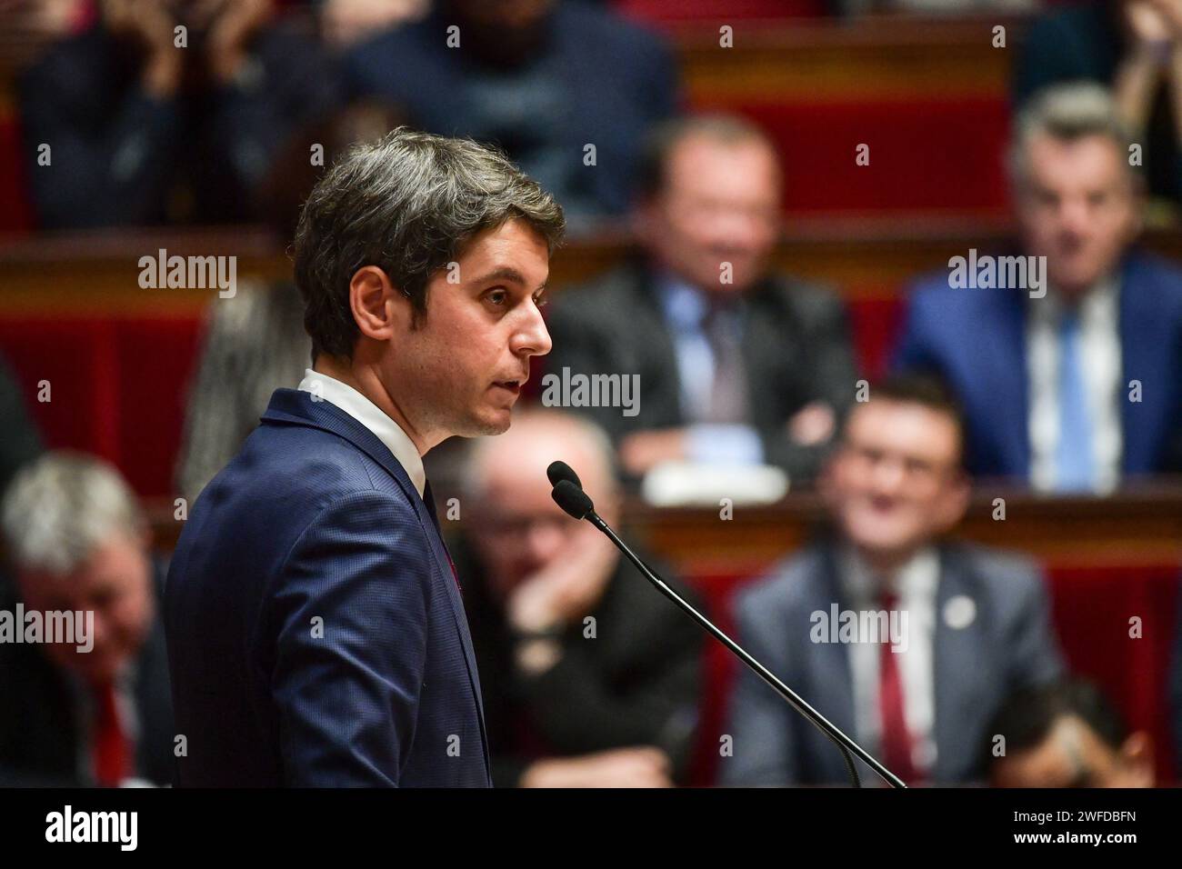 Paris, France. 30th Jan, 2024. French Prime Minister Gabriel Attal ...