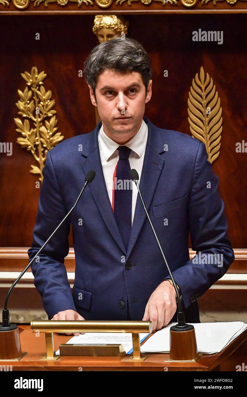 Paris, France. 30th Jan, 2024. French Prime Minister Gabriel Attal ...