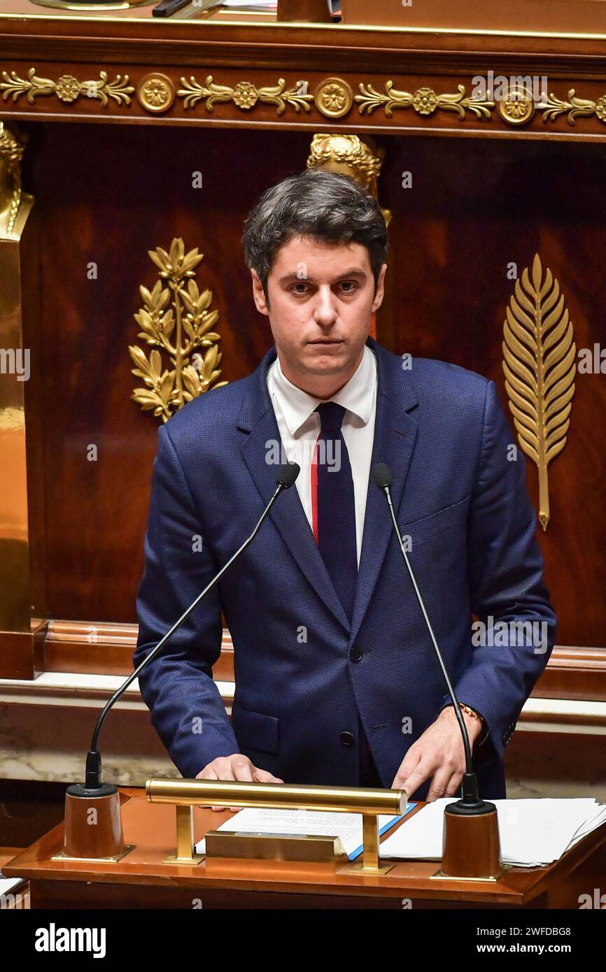 Paris, France. 30th Jan, 2024. French Prime Minister Gabriel Attal ...