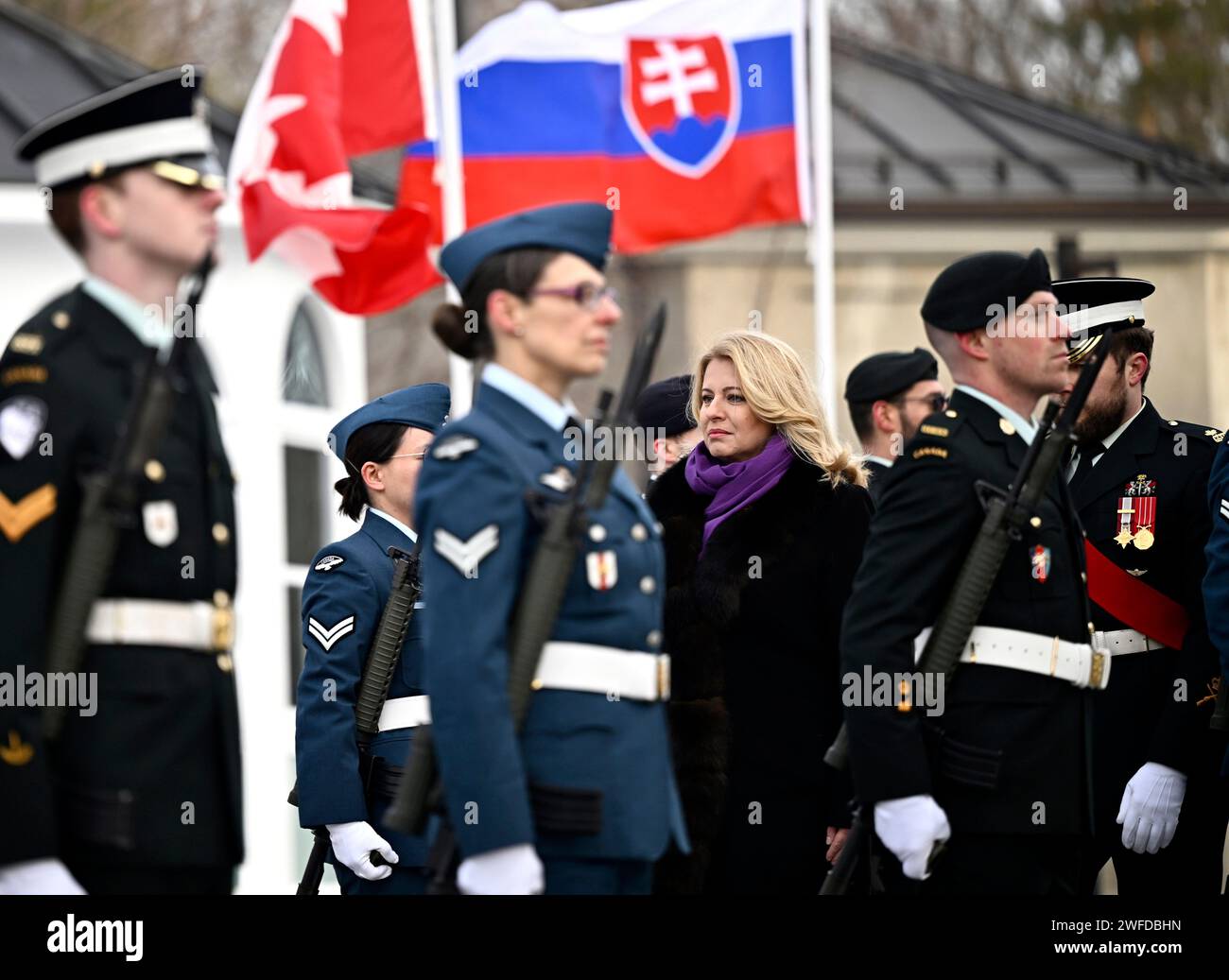 President of the Slovak Republic Zuzana Caputova inspects a Canadian ...