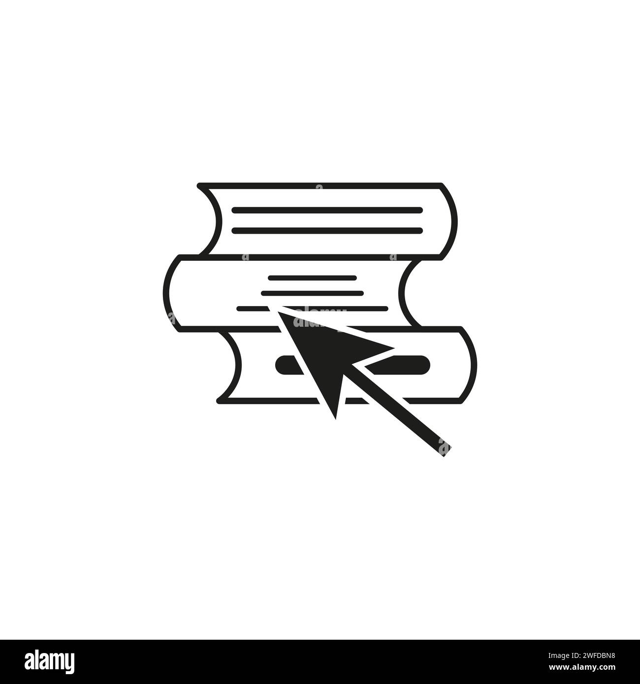 online library icon, logo education course, guide book, digital book ...