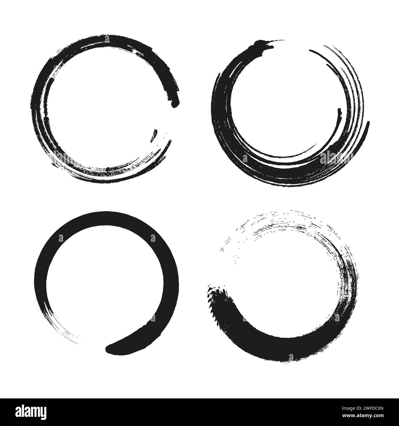 circle with paint brush stroke, the circle of zen style. Vector ...