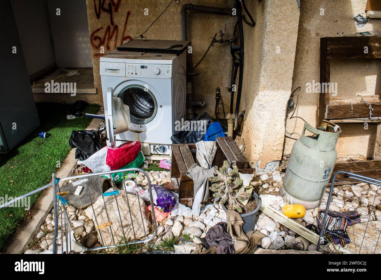 Kfar Aza kibbutz, Israël - January 29, 2024 Aftermath of the attack on ...