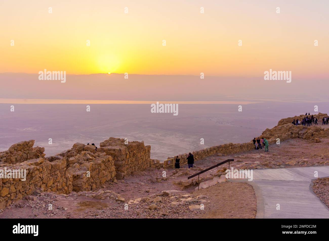 Masada, Israel - January 19, 2024: Sunrise view of the ruins of the ...