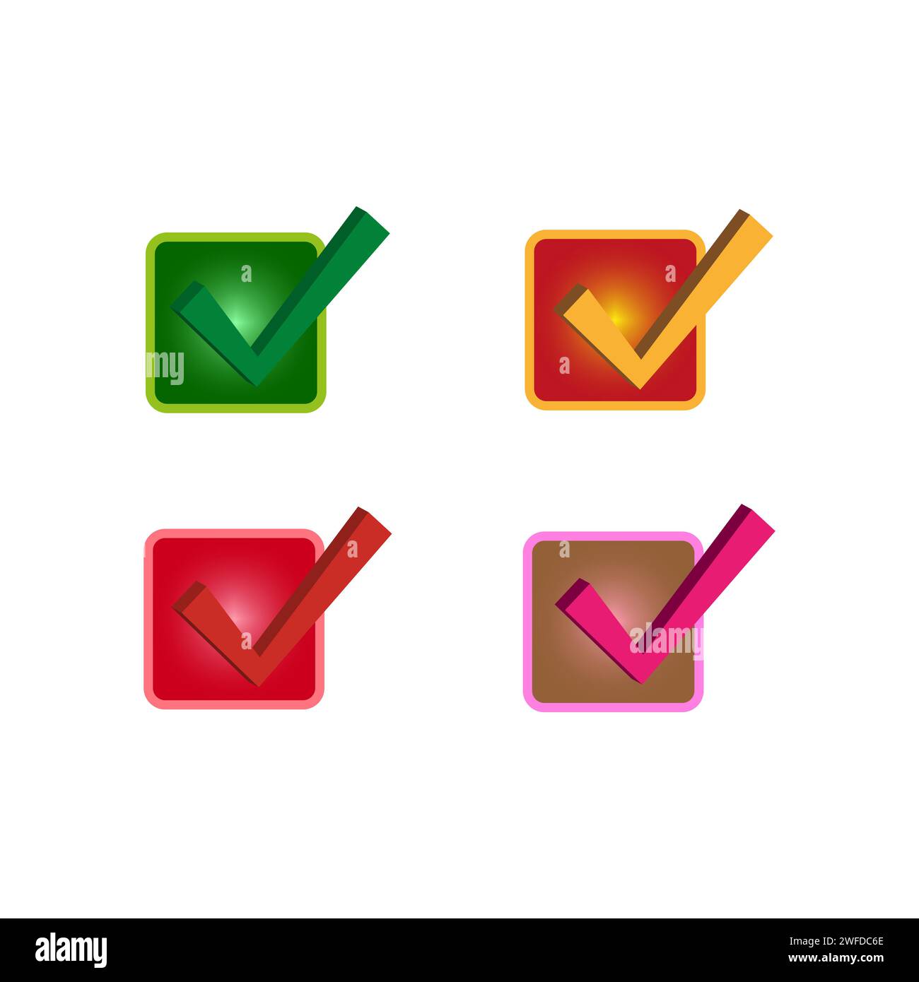 Checkmarks are three-dimensional colored. Checkmark icon set. Design ...