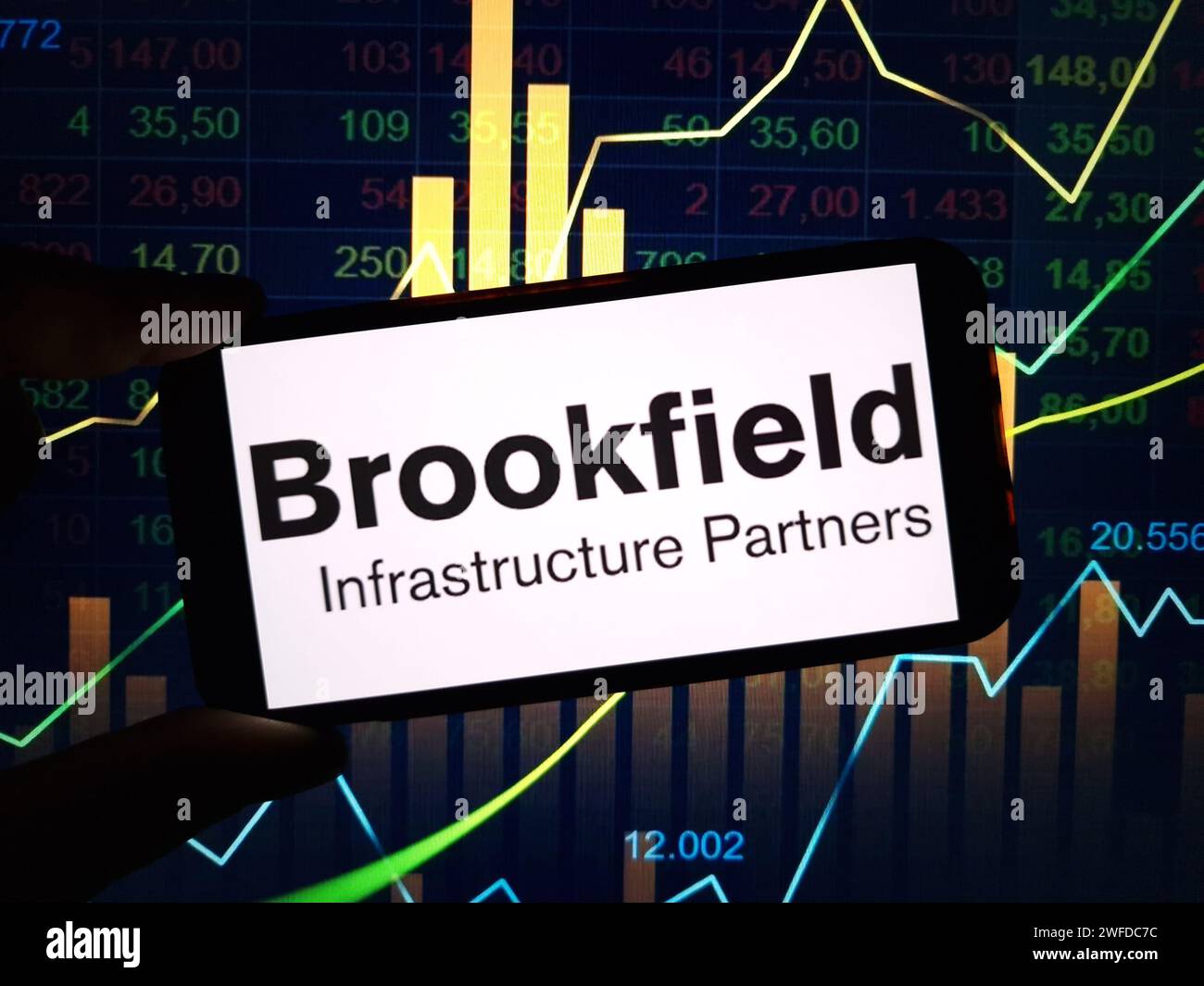 Konskie, Poland - January 27, 2024: Brookfield Infrastructure Partners company logo displayed on ...